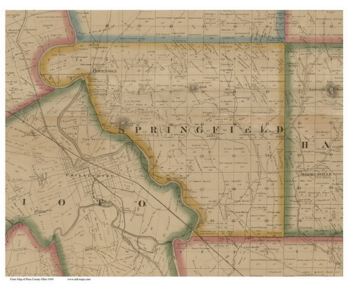 Springfield, Ohio 1860 Old Town Map Custom Print - Ross Co. - OLD MAPS