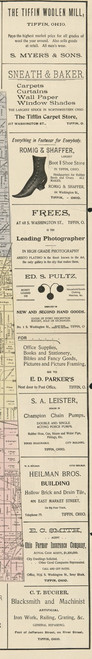 Tiffin Business Directory (2) - Seneca Co., Ohio 1896 Old Town Map Custom Print - Seneca Co ...