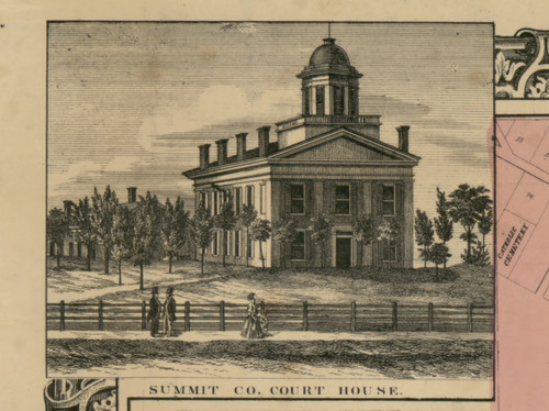 Summit County Court House - Summit, Ohio 1856 Old Town Map Custom Print ...