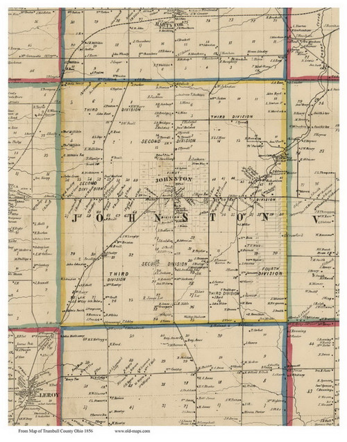 Johnston, Ohio 1856 Old Town Map Custom Print - Trumbull Co. - OLD MAPS