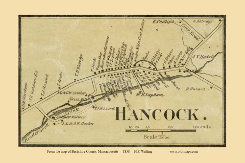 Hancock Village - Hancock Massachusetts 1858 Old Town Map Custom Print ...