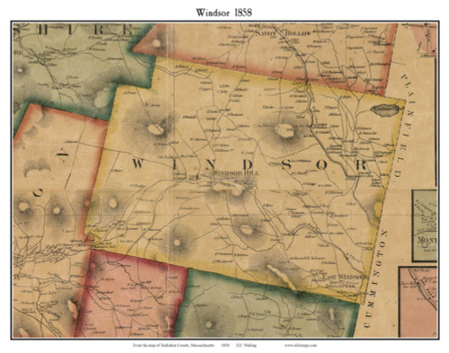 Windsor Massachusetts 1858 Old Town Map Custom Print - Berkshire Co ...