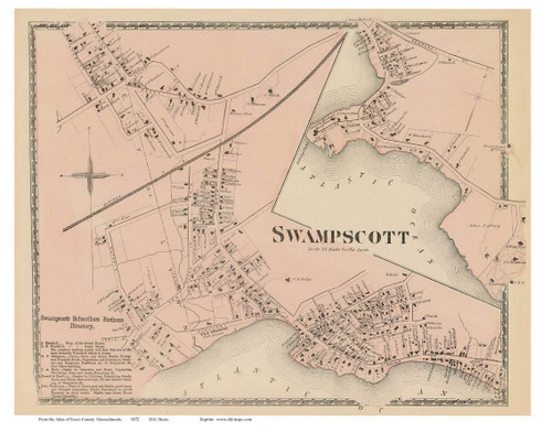 Swampscott Village, Massachusetts 1872 Old Town Map Reprint - Essex Co. - OLD MAPS