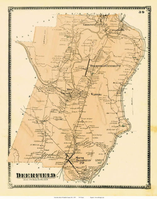 Deerfield, Massachusetts 1871 Old Town Map Reprint - Franklin Co. - OLD ...