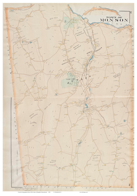 Monson, Massachusetts 1894 Old Town Map Reprint - Hampden Co. - OLD MAPS