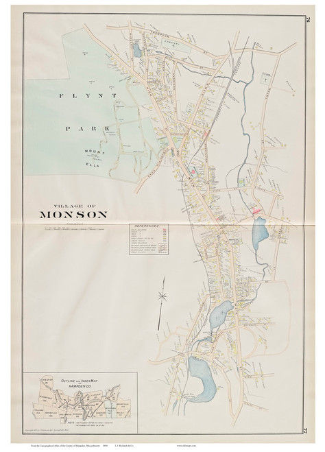 Monson Village, Massachusetts 1894 Old Town Map Reprint - Hampden Co ...