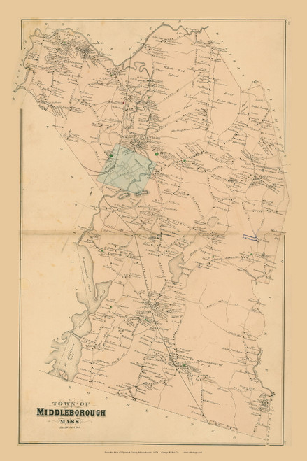 Middleborough, Massachusetts 1879 Old Town Map Reprint - Plymouth Co ...