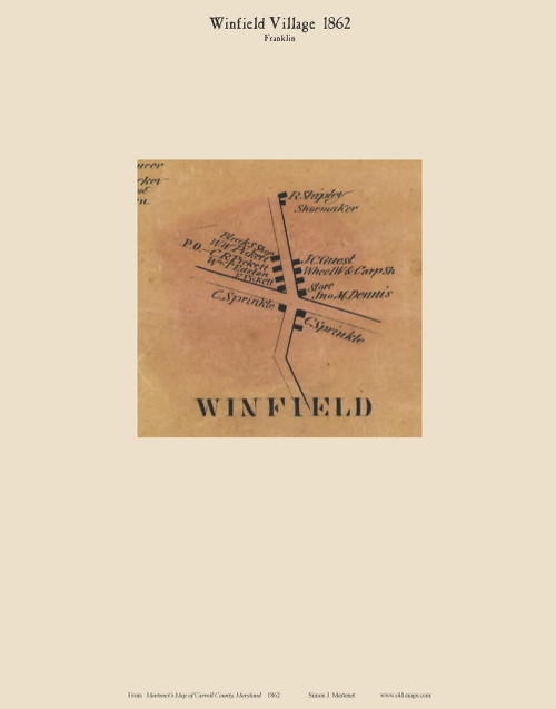 Winfield Village - Franklin, Maryland 1862 Old Town Map Custom Print ...