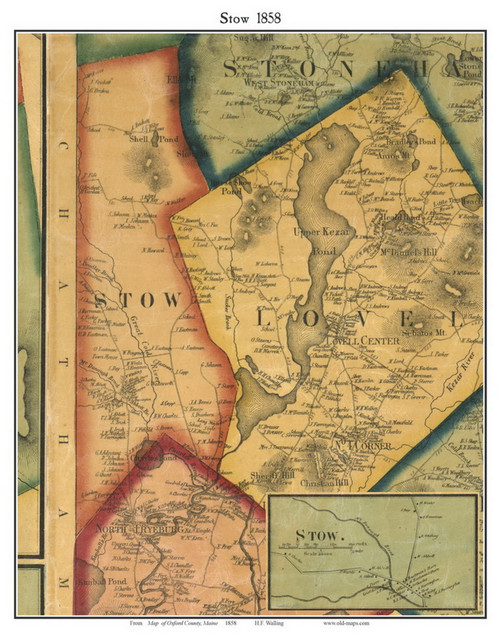 Stow, Maine 1858 Old Town Map Custom Print - Oxford Co. - OLD MAPS