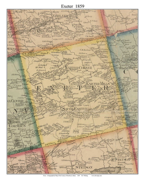 Exeter Maine 1859 - Old Town Map Custom Print - Penobscot Co. - OLD MAPS