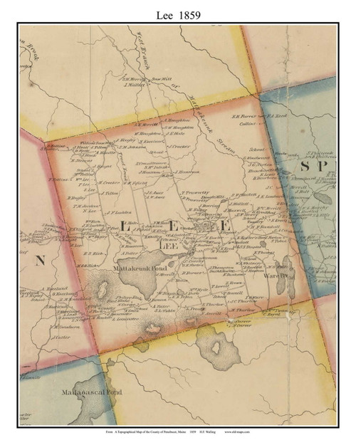 Lee Maine 1859 - Old Town Map Custom Print - Penobscot Co. - OLD MAPS