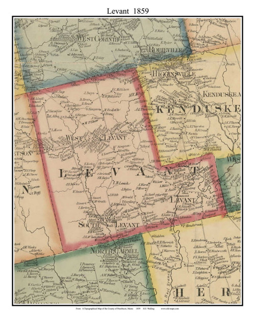 Levant Maine 1859 - Old Town Map Custom Print - Penobscot Co. - OLD MAPS