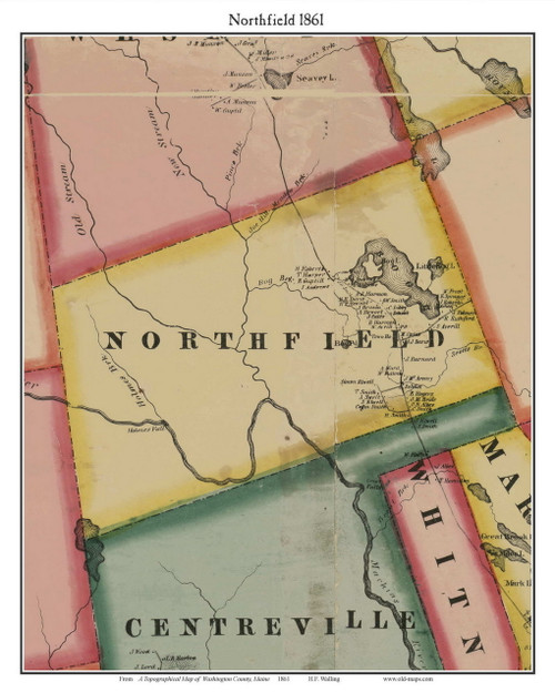 Northfield, Maine 1861 Old Town Map Custom Print - Washington Co. - OLD ...