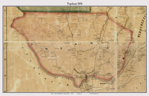 Topsham, Maine 1858 Old Town Map Custom Print - Sagadahoc Co. - OLD MAPS