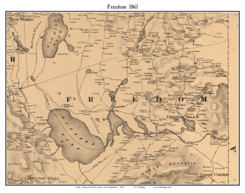 Freedom, New Hampshire 1861 Old Town Map Custom Print - Carroll Co. BW ...