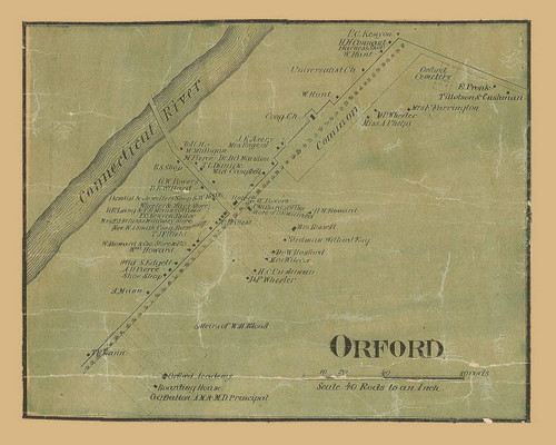 Orford Village, New Hampshire 1860 Old Town Map Custom Print - Grafton ...