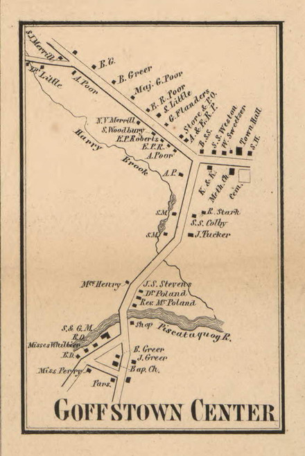 Goffstown Center, New Hampshire 1858 Old Town Map Custom Print ...