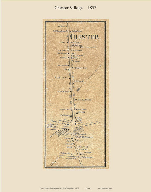 Chester Village, New Hampshire 1857 Old Town Map Custom Print ...
