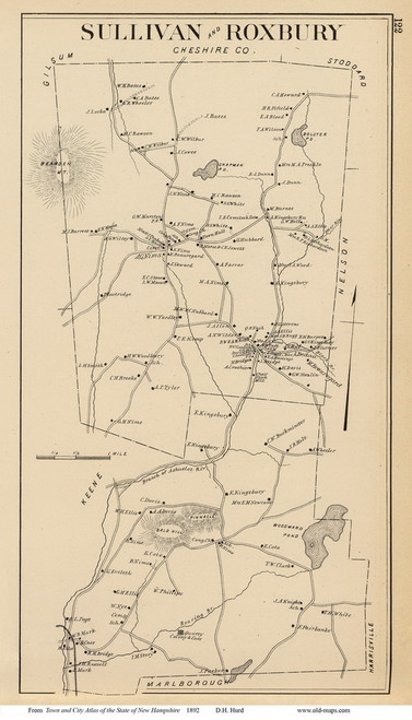 Sullivan and Roxbury Towns, New Hampshire 1892 Old Town Map Reprint ... Sullivan and Roxbury Towns, New Hampshire 1892 Old Town Map Reprint ...