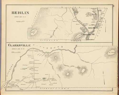 Berlin Town, Clarksville Town, New Hampshire 1892 Old Town Map Reprint ...