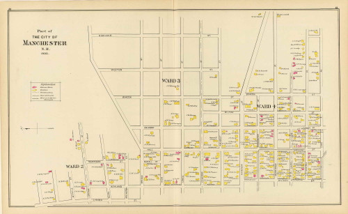 Manchester - Wards 2, 3, 4 P1, New Hampshire 1892 Old Town Map Reprint ...
