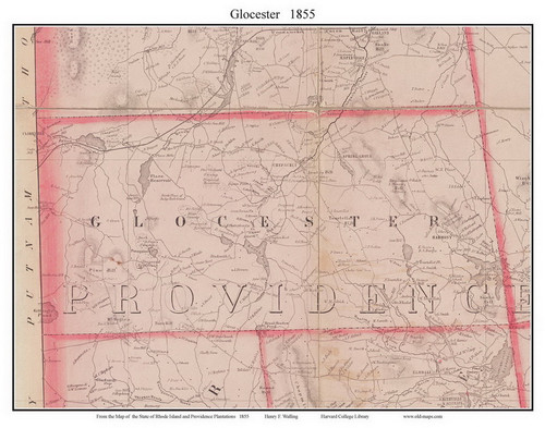Glocester, Rhode Island 1855 - Old Town Map Custom Print - 1855 State ...