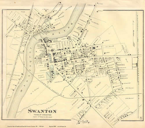 Swanton Village, Vermont 1871 Old Town Map Reprint - Franklin Co. - OLD ...