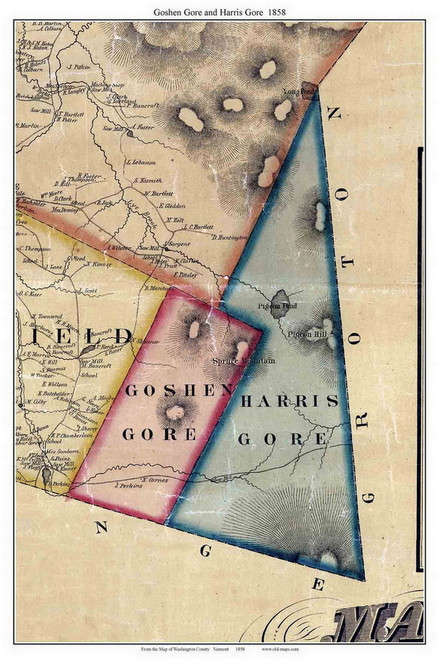 Goshen Gore and Harris Gore, Vermont 1858 Old Town Map Custom Print ...