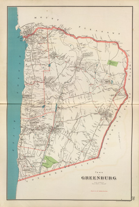 Greenburg, New York 1893 - Old Town Map Reprint - Westchester Co. Atlas ...