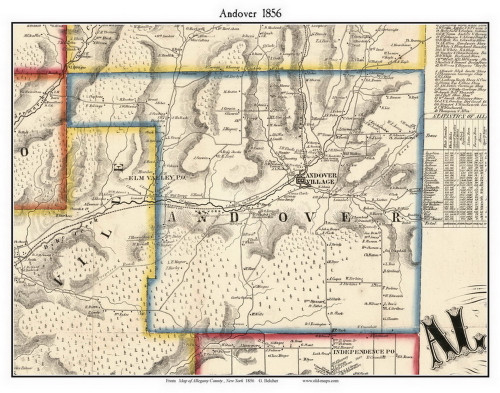 Andover, New York 1856 Old Town Map Custom Print - Allegany Co. - OLD MAPS