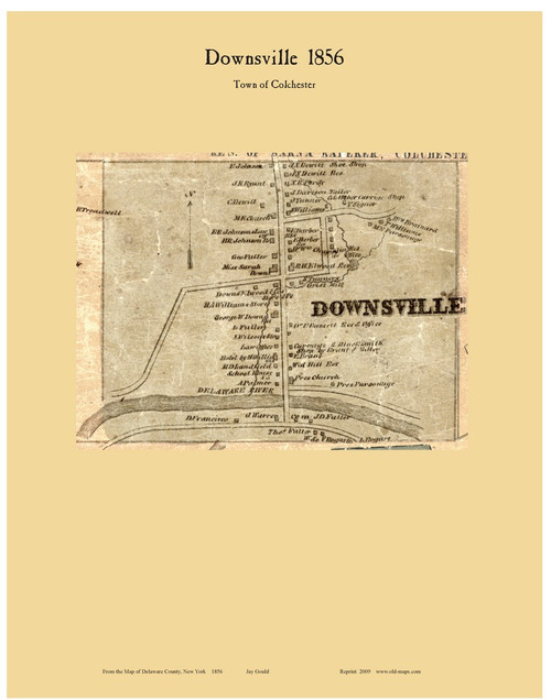 Downsville, New York 1856 Old Town Map Custom Print - Delaware Co ...