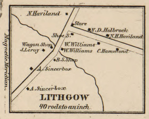 Lithgow, New York 1858 Old Town Map Custom Print - Dutchess Co. - OLD MAPS