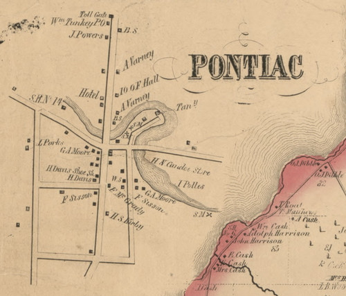 Pontiac, New York 1855 Old Town Map Custom Print - Erie Co. - OLD MAPS