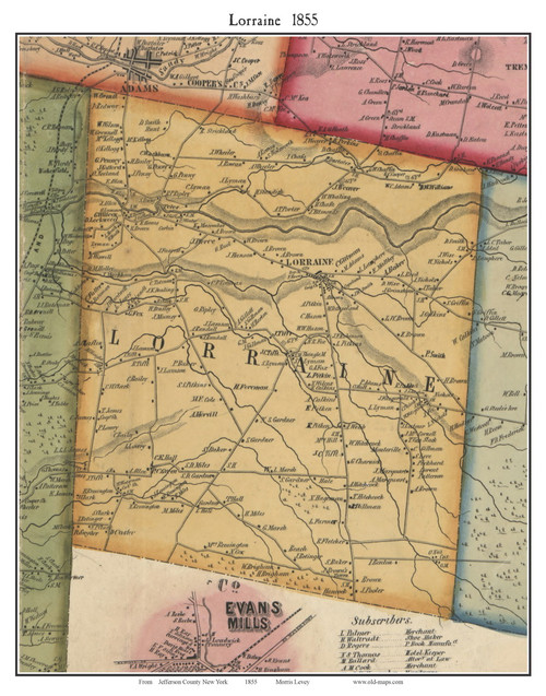 Lorraine, New York 1855 Old Town Map Custom Print - Jefferson Co. - OLD ...