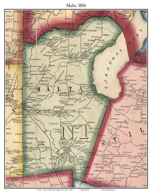 Malta, New York 1856 Old Town Map Custom Print - Saratoga Co. - OLD MAPS