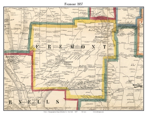 Fremont, New York 1857 Old Town Map Custom Print - Steuben Co. - OLD MAPS