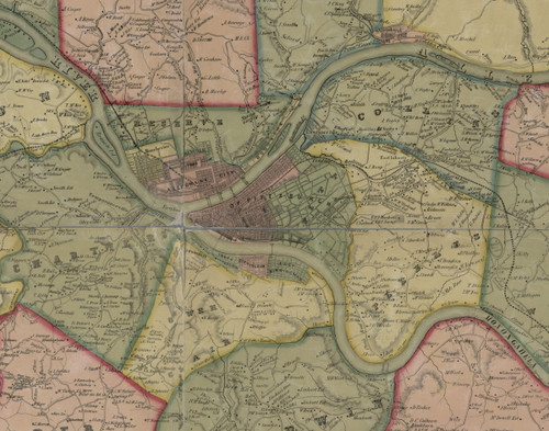 Pittsburgh City and Pitt Township, Pennsylvania 1851 Old Town Map ...