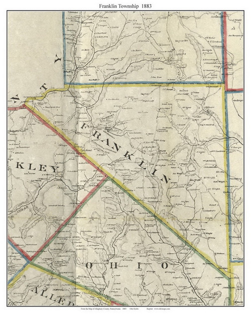 Franklin Township, Pennsylvania 1883 Old Town Map Custom Print ...