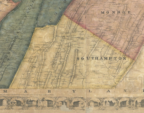 Southampton Township, Pennsylvania 1861 Old Town Map Custom Print ...