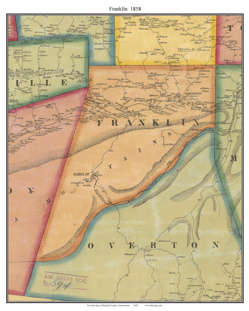 Franklin Township, Pennsylvania 1858 Old Town Map Custom Print ...