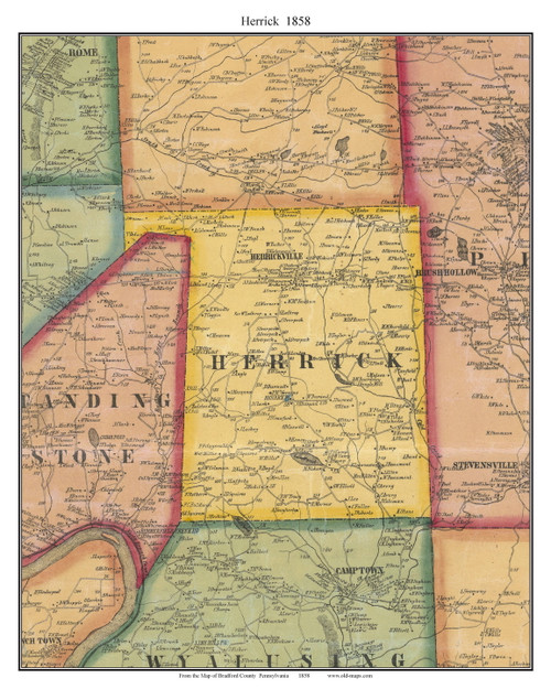 Herrick Township, Pennsylvania 1858 Old Town Map Custom Print ...