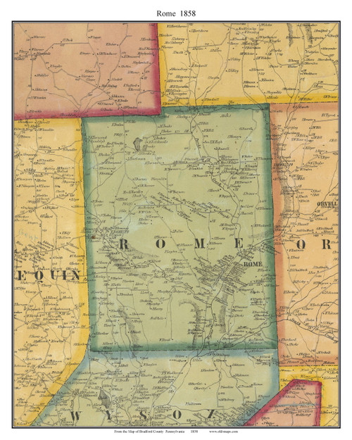 Roma Township, Pennsylvania 1858 Old Town Map Custom Print - Bradford ...
