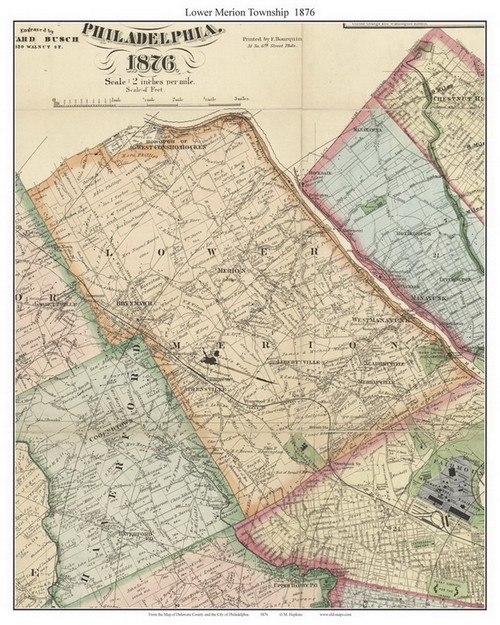 Lower Merion Township, Pennsylvania 1876 Old Town Map Custom Print ...