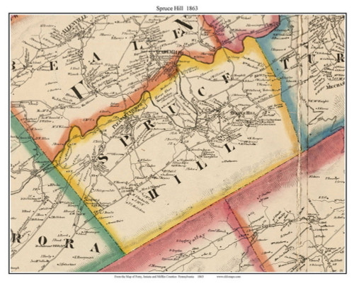 Spruce Hill Township, Pennsylvania 1863 Old Town Map Custom Print ...