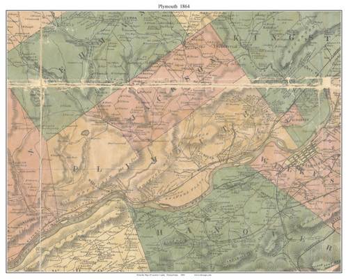 Plymouth Township, Pennsylvania 1864 Old Town Map Custom Print ...