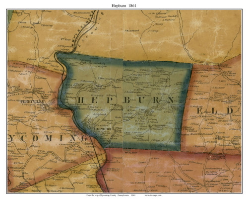 Hepburn Township, Pennsylvania 1861 Old Town Map Custom Print ...
