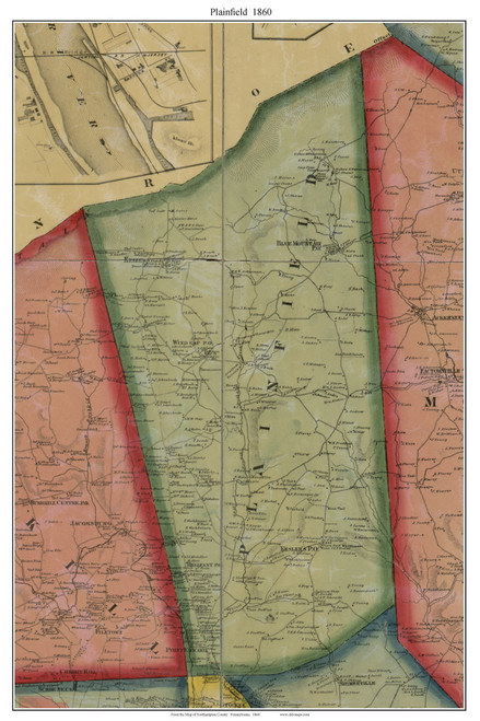 Plainfield Township Pennsylvania 1860 Old Town Map Custom Print - Northampton Co. - OLD MAPS
