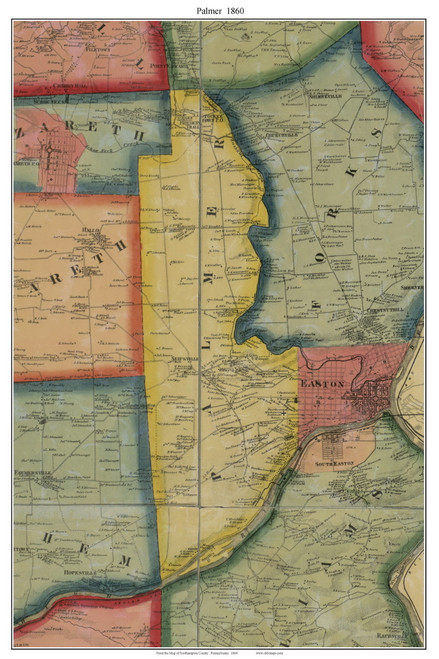 Palmer Township Pennsylvania 1860 Old Town Map Custom Print ...