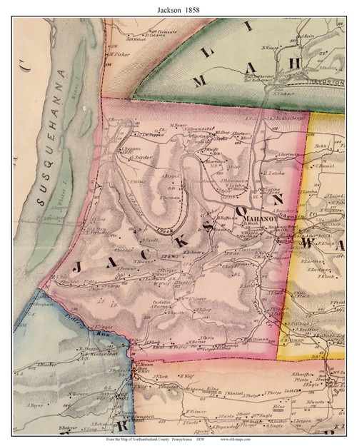 Jackson Township, Pennsylvania 1858 Old Town Map Custom Print ...