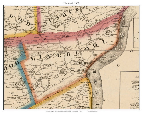 Liverpool Township, Pennsylvania 1863 Old Town Map Custom Print - Perry ...